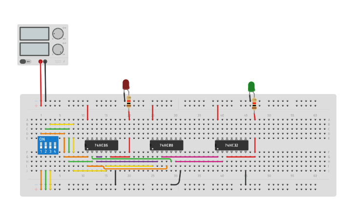 Circuit design FULL ADDER USING BASIC GATES | Tinkercad
