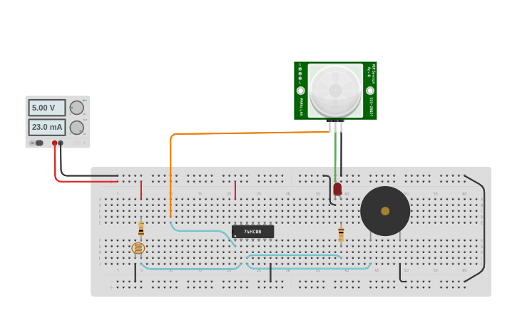 Circuit design Automatic Door Bell - Tinkercad