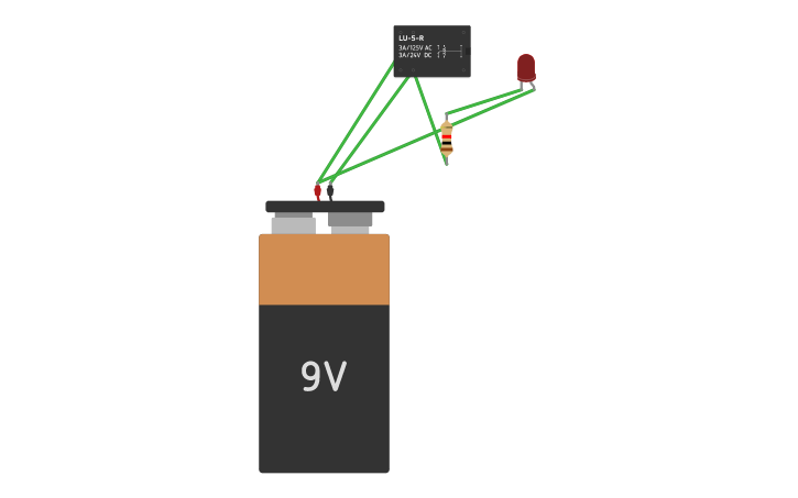 Circuit design Relay LED - Tinkercad