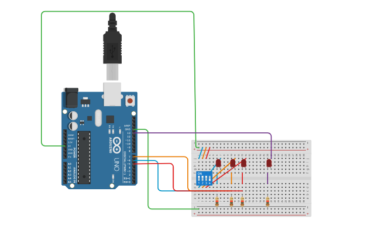 Circuit design Or con 3 entradas en Arduino - Tinkercad