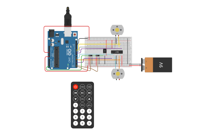 Circuit design moteur cc prj garage | Tinkercad