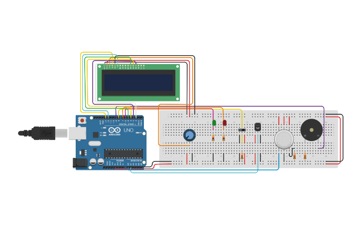 Circuit design Fire Alarm | Tinkercad