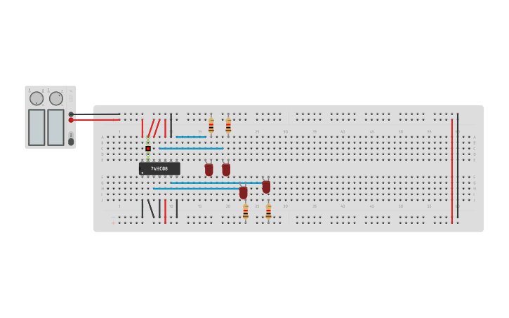Circuit design circuito 7408 tabla AND - Tinkercad