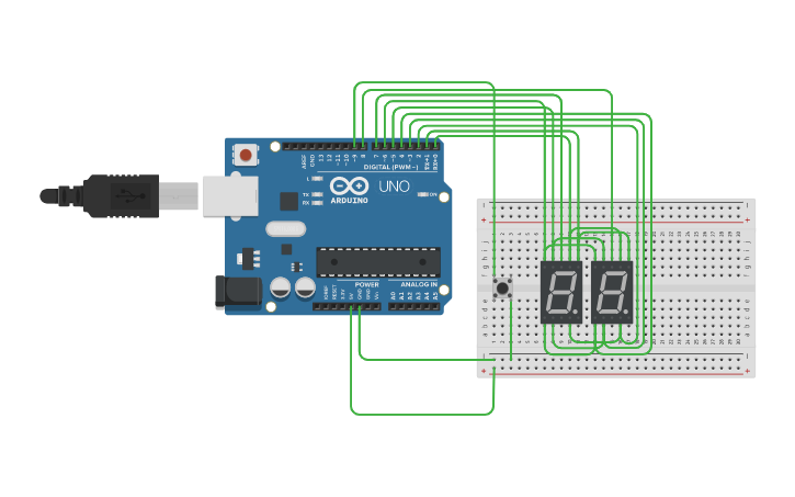 Circuit Design Arduino 7 Segment Tinkercad