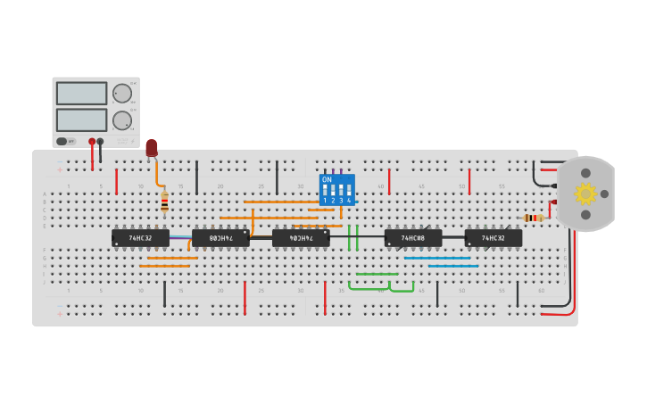 Circuit design tratando de ahorrar cable lo más que se pueda | Tinkercad