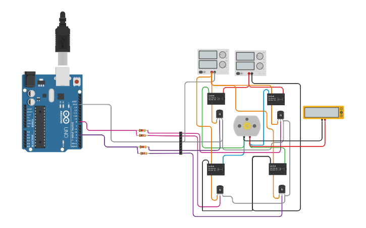 Circuit design Pont en H à compléter - Tinkercad