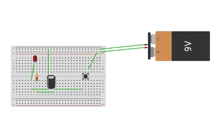 Circuit design breadboard connection - Tinkercad