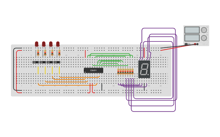 Circuit design 7 segment Display problem 2 - Tinkercad