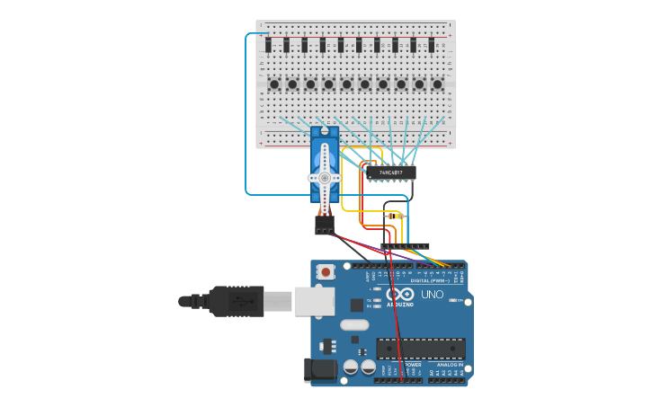 Circuit Design 10 Buttons 3 Signal Pin Tinkercad