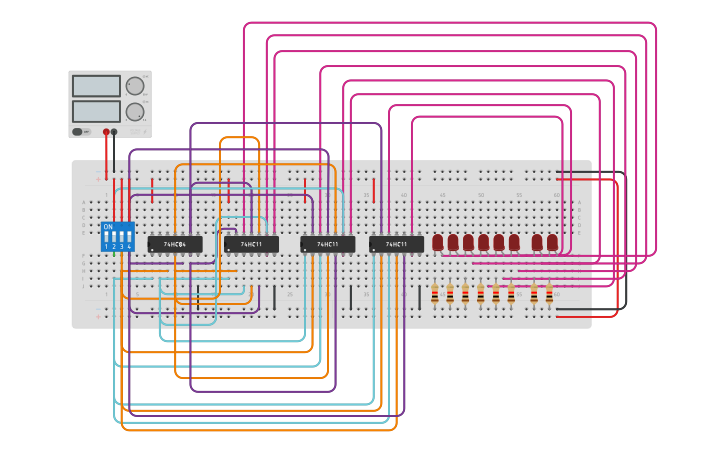 Circuit design 3 to 8 Decoder Practice - Tinkercad