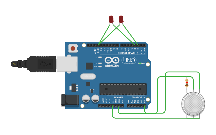 Circuit design cảm biến khói - Tinkercad