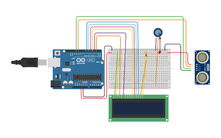 Circuit design Ridho Ajisyam Purno_120120147_Sensor Jarak - Tinkercad