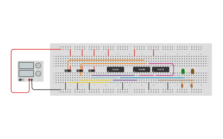 Circuit design FULL ADDER USING BASIC GATES - Tinkercad Circuit design FULL ADDER USING BASIC GATES - Tinkercad