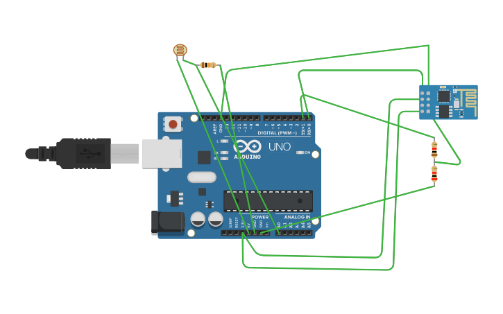Circuit design LDR WITH ESP8266 | Tinkercad