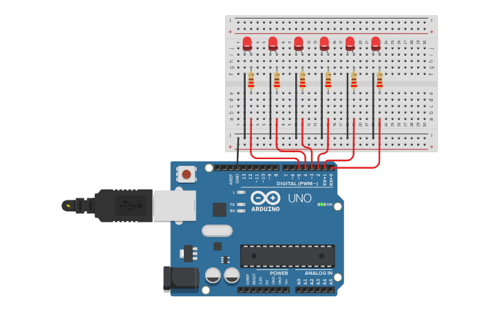 Circuit design จังหวะ LED - Tinkercad