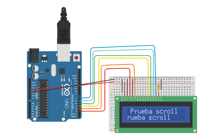 Circuit design LCD 16X2 - Tinkercad