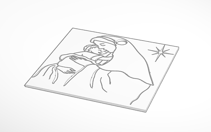 3D design Virgin Mary and Baby Jesus - Tinkercad