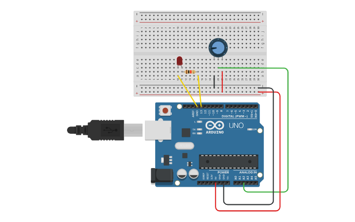 Circuit Design Blinking Using Potentiometer Tinkercad