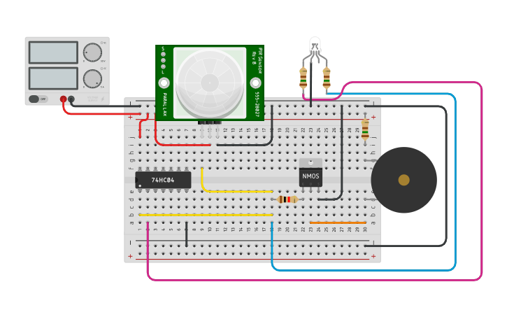 Circuit design alarma - Tinkercad