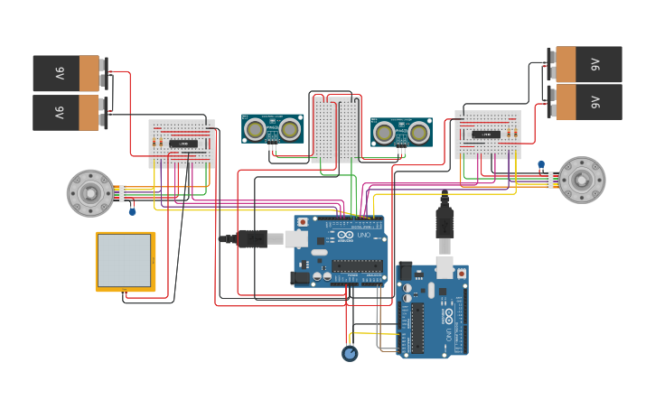 Circuit design Dual DC Motor Differential Drive - Tinkercad