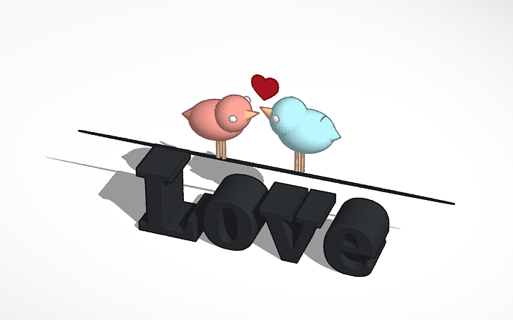 3D design Two birds standing on a wire | Tinkercad