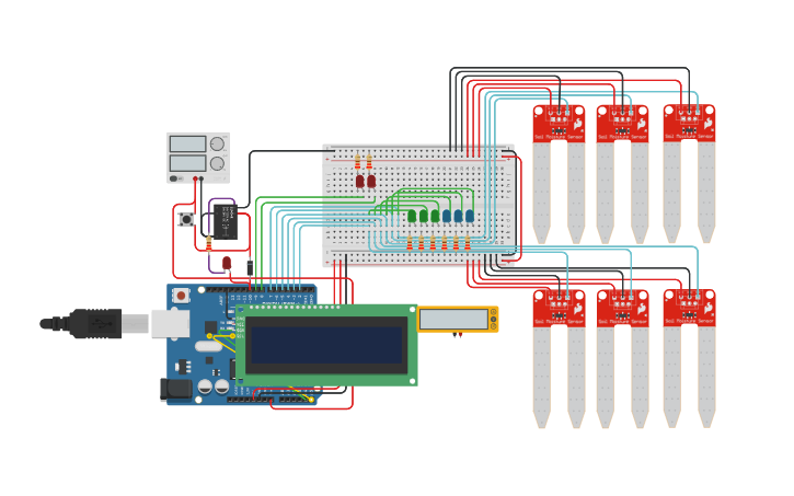 Circuit Design Multiple Tank Water Level Monitoring Tinkercad