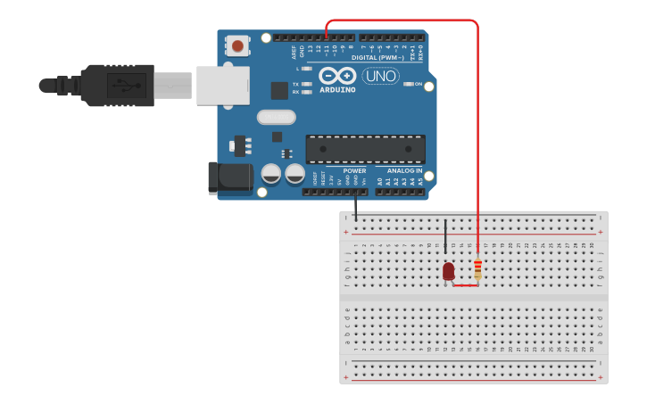 Circuit Design Simple Led With Arduino Tinkercad