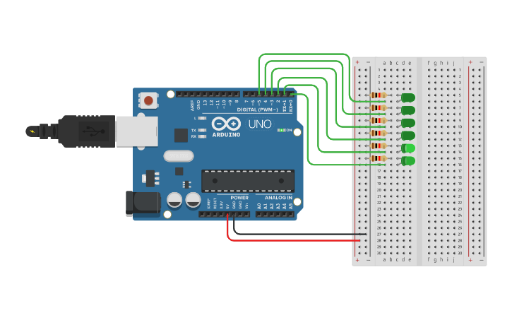 Circuit design Arduino Leds Platzi Secuencia - Tinkercad