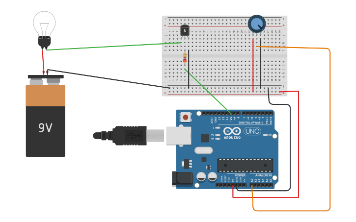 Circuit design Ex5 (Dimmer) | Tinkercad