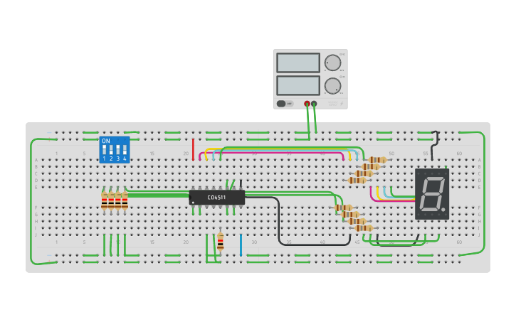 Circuit design Display de 7 segmentos con codificador cd4511 - Tinkercad