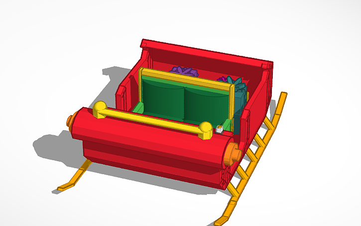 3D design Santa Sleigh w/out reindeers - Tinkercad