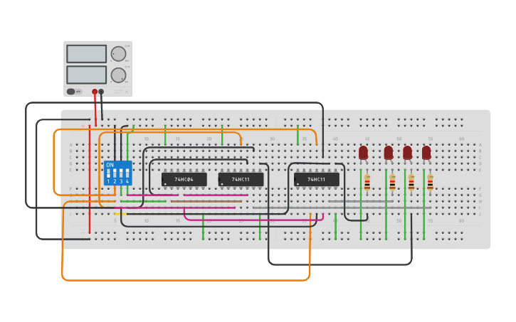 Circuit design 2:4 decoder new - Tinkercad