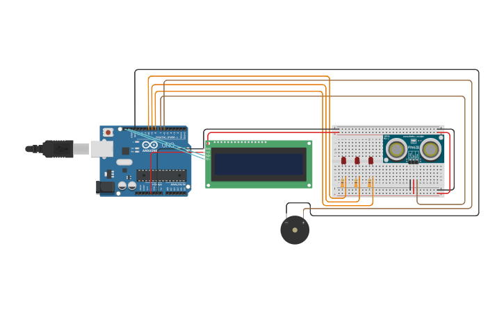 Circuit Design 4 ธนภัทร แจ้งเตือนตอนถอยรถ Tinkercad