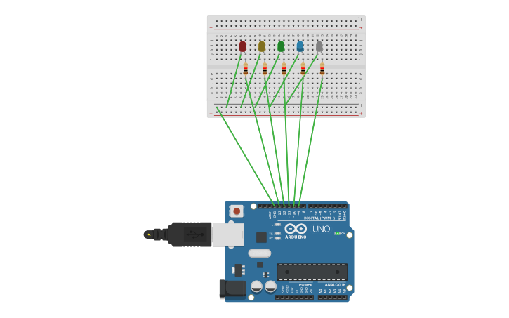 Circuit design LED CHASER - Tinkercad