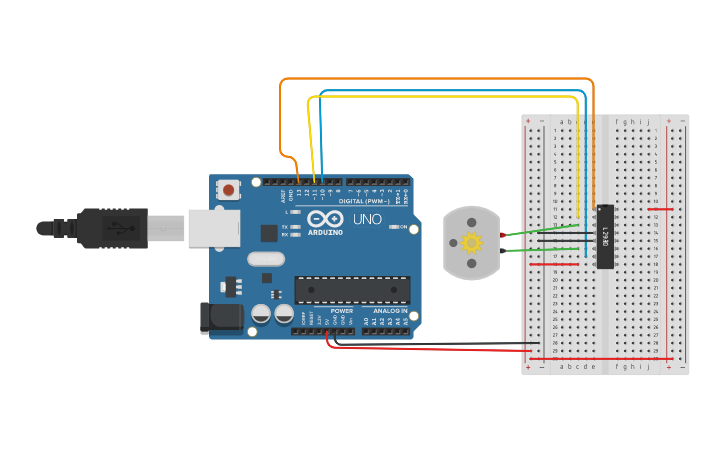 Circuit design DC Motor, DC Driver with Arduino - Tinkercad