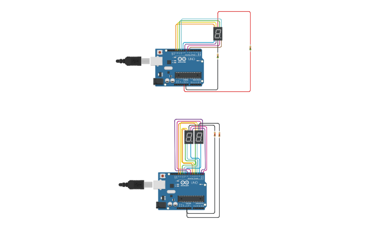 Circuit Design Laqui 1and2 Digit 7 Segment Tinkercad