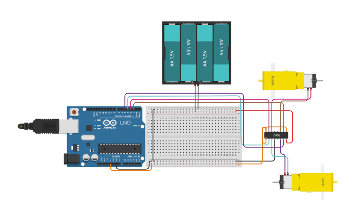 Circuit design DC-motor Драйвер - Tinkercad