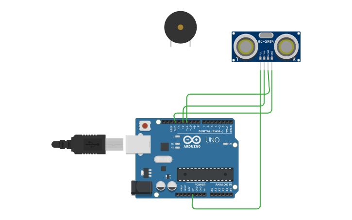 Circuit design sensor pendeteksi manusia - Tinkercad