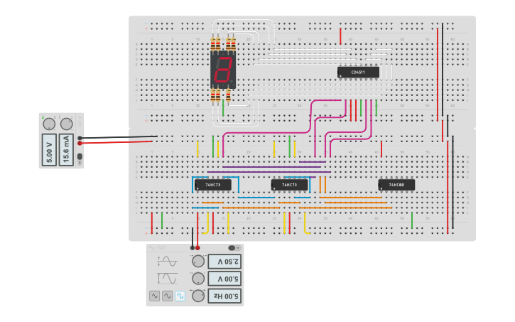 Circuit design DECADE COUNTER - Tinkercad