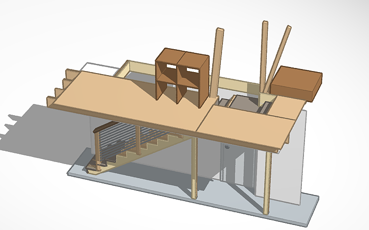 3D design Staircase with Landing v6 - Tinkercad
