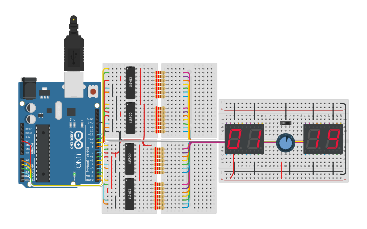 Circuit Design 7 Segments With Cd4511 Tinkercad