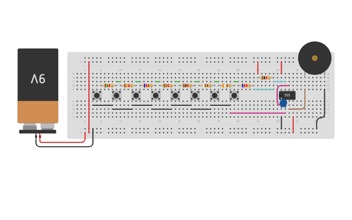 Circuit design Buzzer Piano / Teclado | Tinkercad