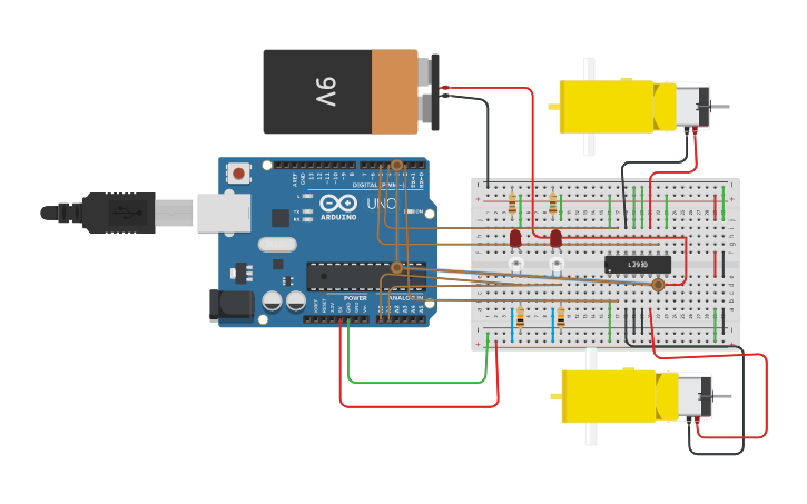 Circuit design Seguidor de linea - Tinkercad