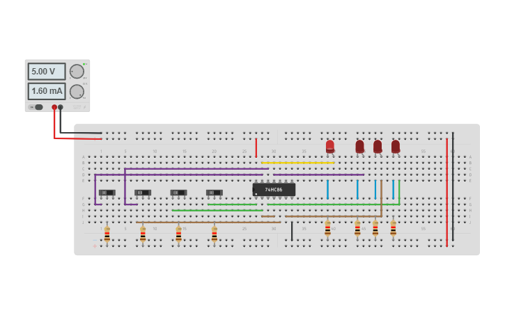 Circuit design BINARY TO GRAY - Tinkercad
