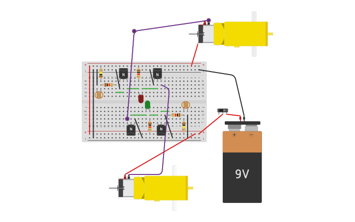 Circuit design SEGUIDOR CON DOS MOTORES - Tinkercad