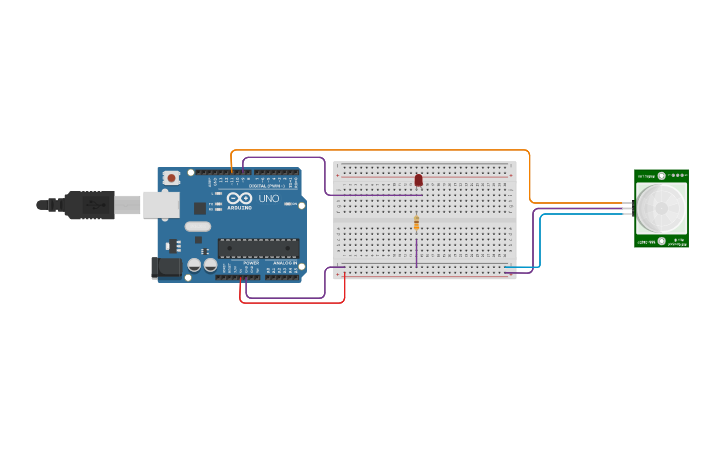 Circuit design LED using PIR motion sensor - Tinkercad