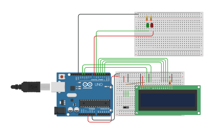 Circuit design Turning Red or Green Light If-Else | Tinkercad