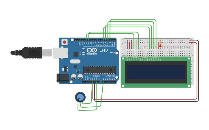 Circuit design Copy of Arduino with LCD Interface | Tinkercad