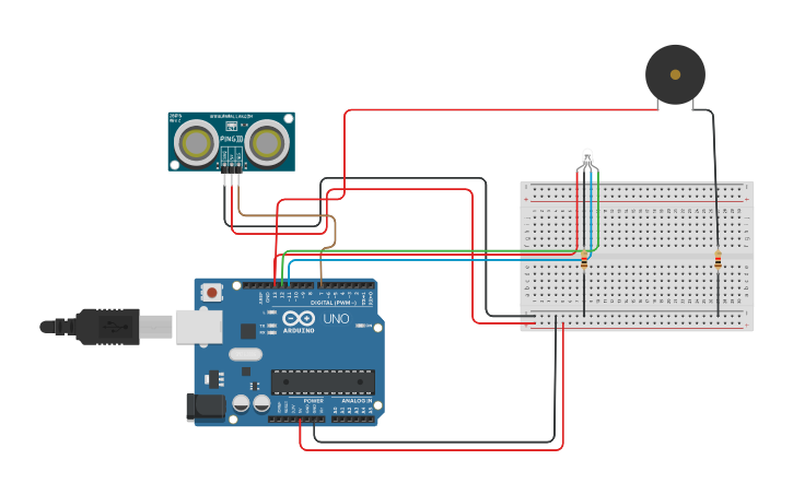 Circuit design Sensor de Proximidad - Tinkercad