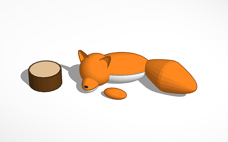 3D design Fox on a stump - Tinkercad